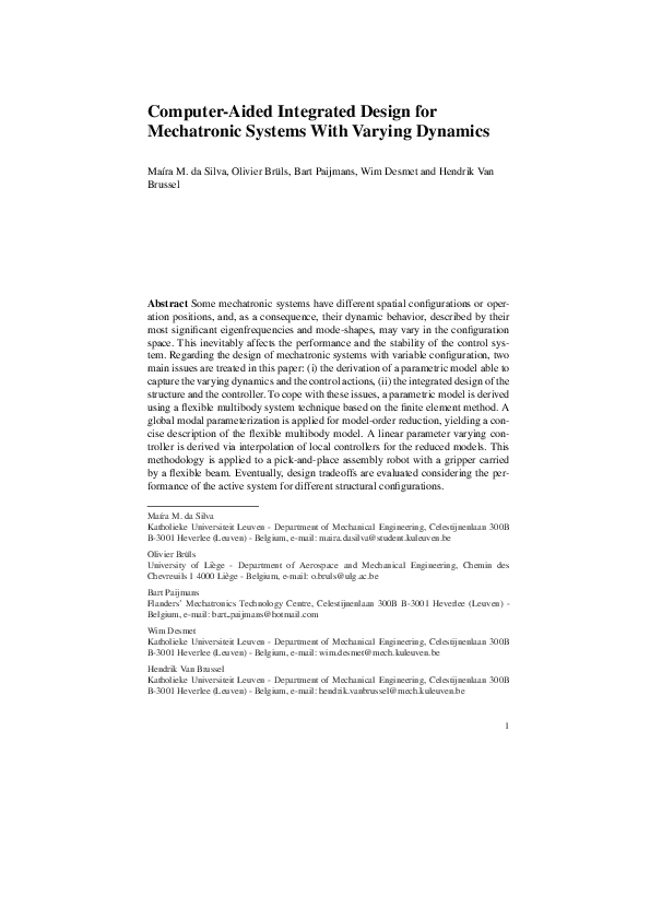 (PDF) Computer-Aided Integrated Design for Mechatronic Systems with ...