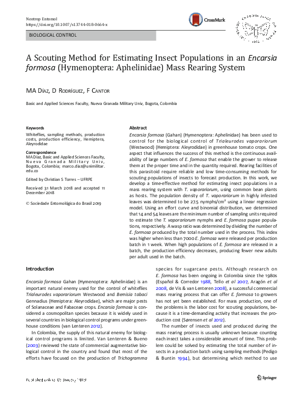 (PDF) A Scouting Method for Estimating Insect Populations in an ...