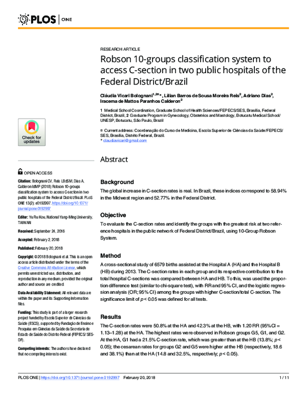 (PDF) Robson 10-groups classification system to access C-section in two ...