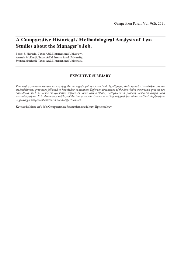 (PDF) A Comparative Historical / Methodological Analysis of Two Studies ...