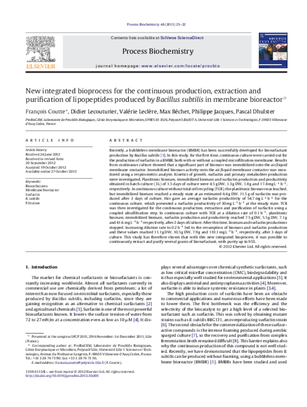 (PDF) New integrated bioprocess for the continuous production ...