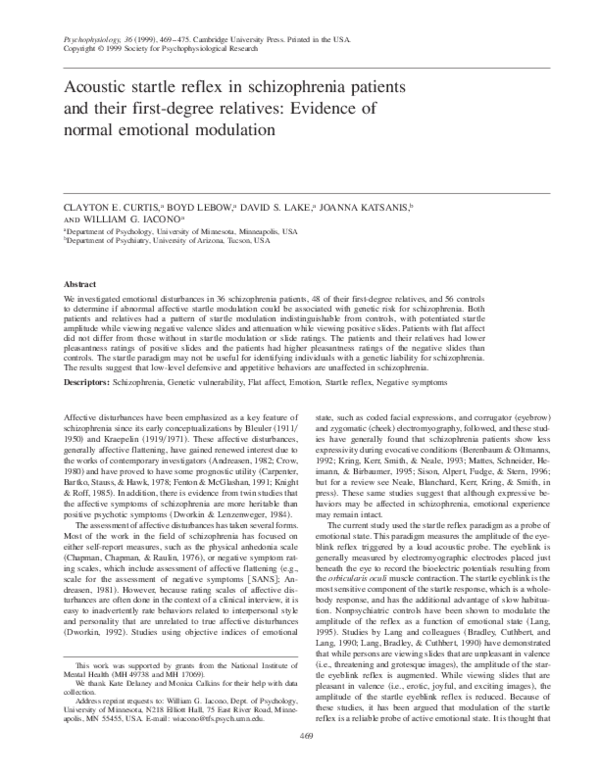 (PDF) Acoustic startle reflex in schizophrenia patients and their first ...