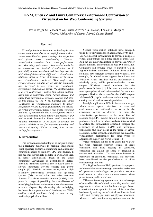Pdf Kvm Openvz And Linux Containers Performance Comparison Of Virtualization For Web
