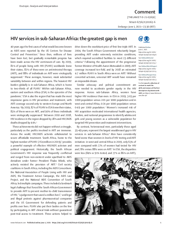 (PDF) HIV services in sub Saharan Africa the g (1)