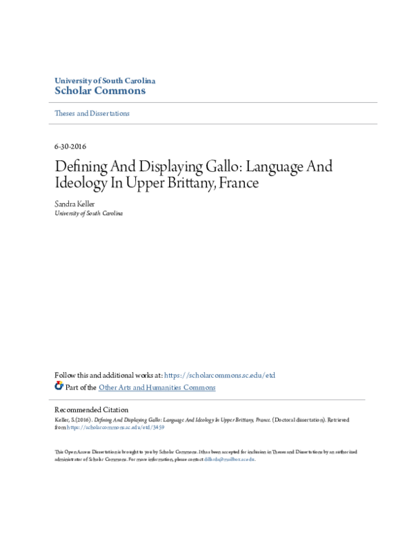 (PDF) Defining And Displaying Gallo: Language And Ideology In Upper ...