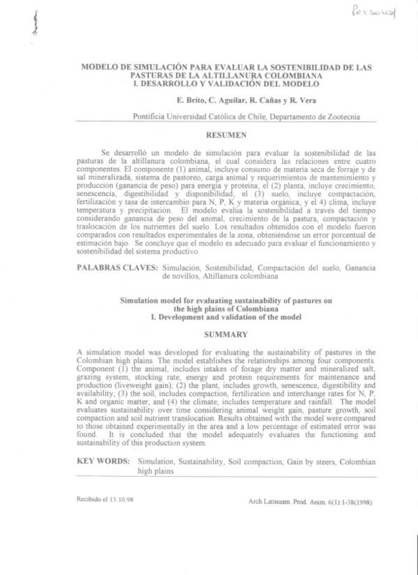 (PDF) Sostenibilidad Del Brachiaria Dictyoneura en Tres Suelos ...