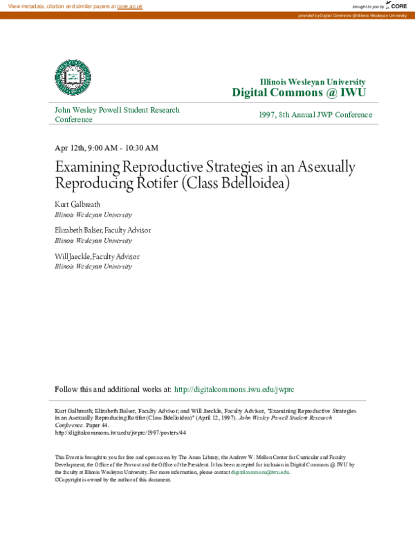 (PDF) Examining Reproductive Strategies in an Asexually Reproducing ...