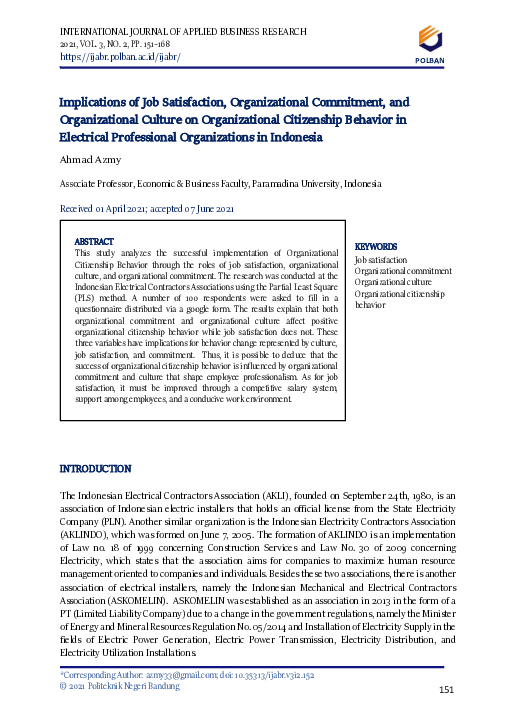 (PDF) Implications of Job Satisfaction, Organizational Commitment, and ...