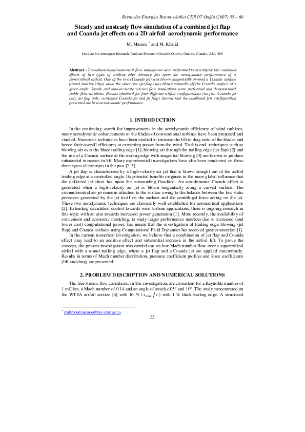 Pdf Steady And Unsteady Flow Simulation Of A Combined Jet Flap And