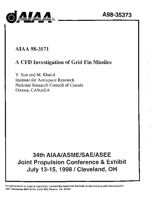 (PDF) A CFD investigation of grid fin missiles