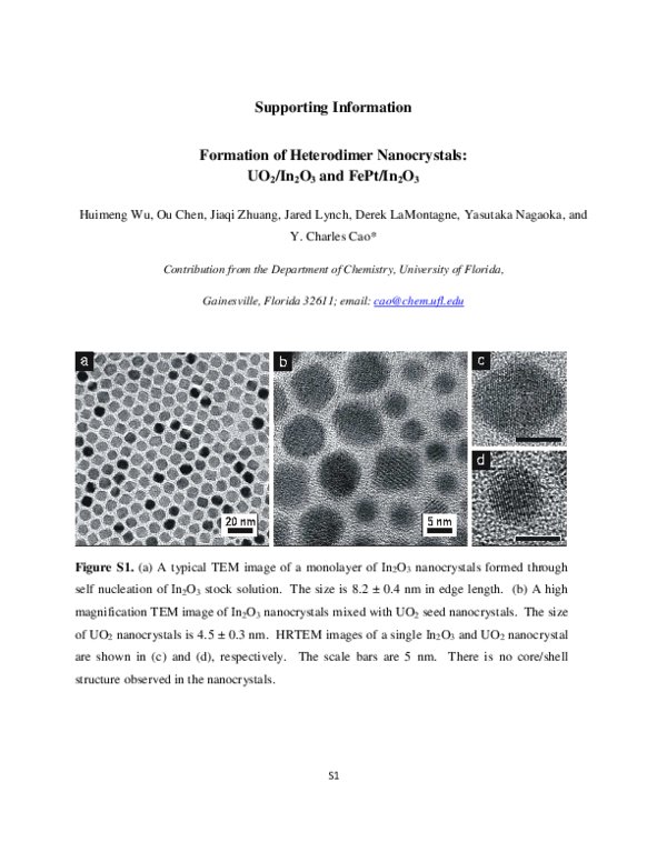(PDF) Formation of Heterodimer Nanocrystals: UO2/In2O3and FePt/In2O3