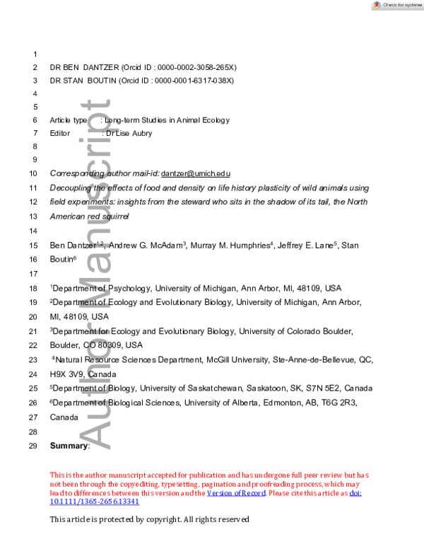 (PDF) Decoupling the effects of food and density on life‐history ...
