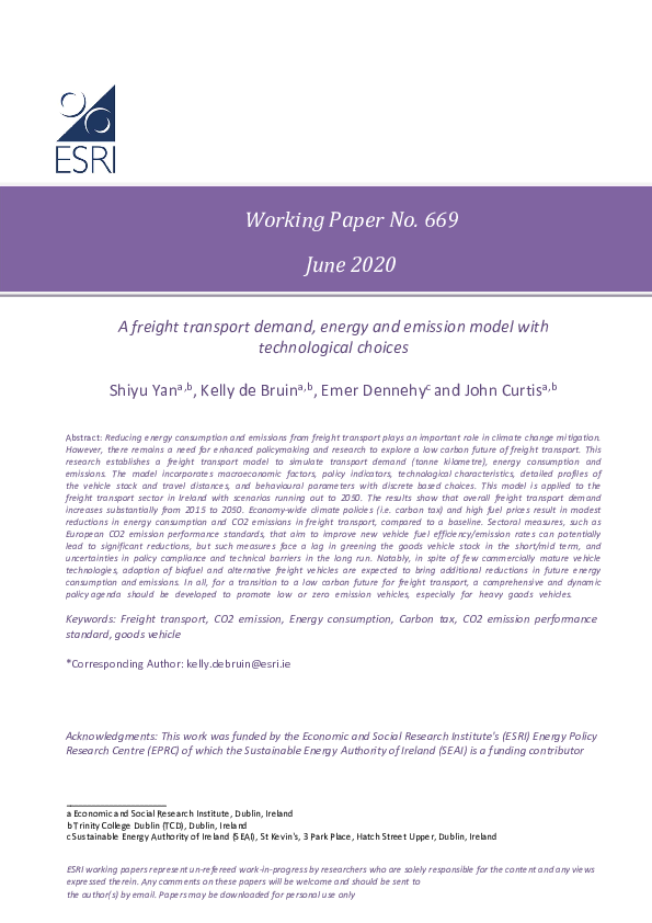(PDF) A freight transport demand, energy and emission model with ...