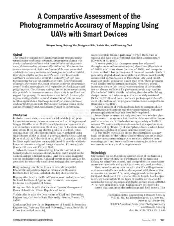 Pdf A Comparative Assessment Of The Photogrammetric Accuracy Of Mapping Using Uavs With Smart