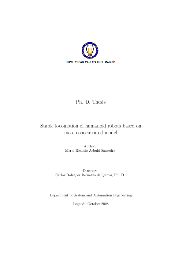 (PDF) Stable locomotion of humanoid robots based on mass concentrated model