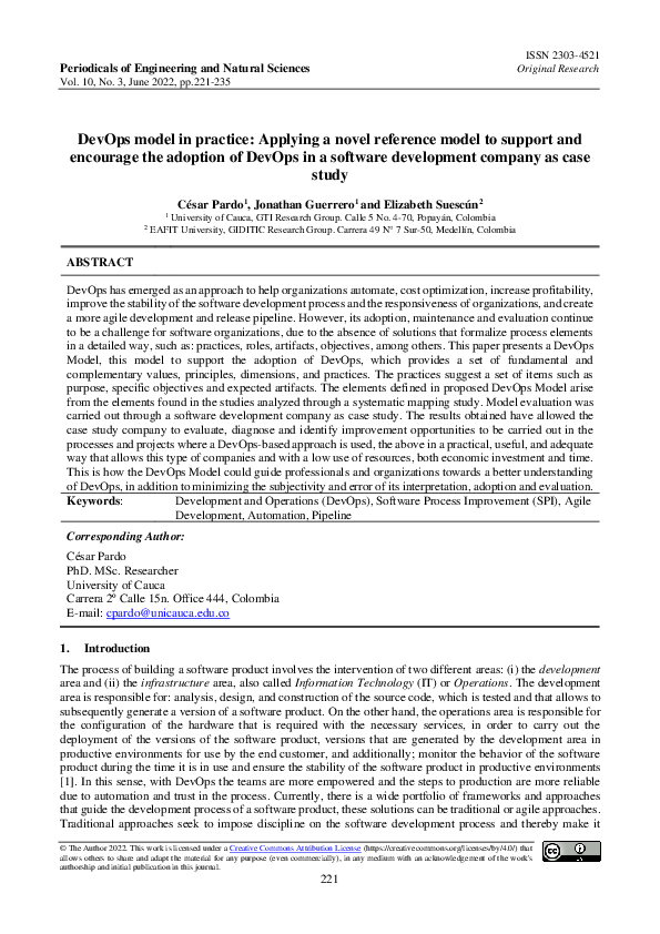 (PDF) DevOps model in practice: Applying a novel reference model to support and encourage the ...