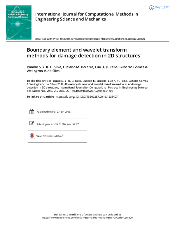 (PDF) Boundary element and wavelet transform methods for damage detection in 2D structures