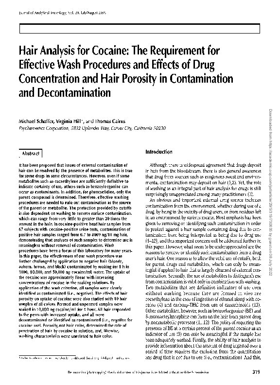(PDF) Hair Analysis for Cocaine: The Requirement for Effective Wash ...