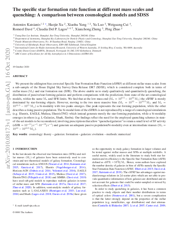 (PDF) The specific star formation rate function at different mass ...