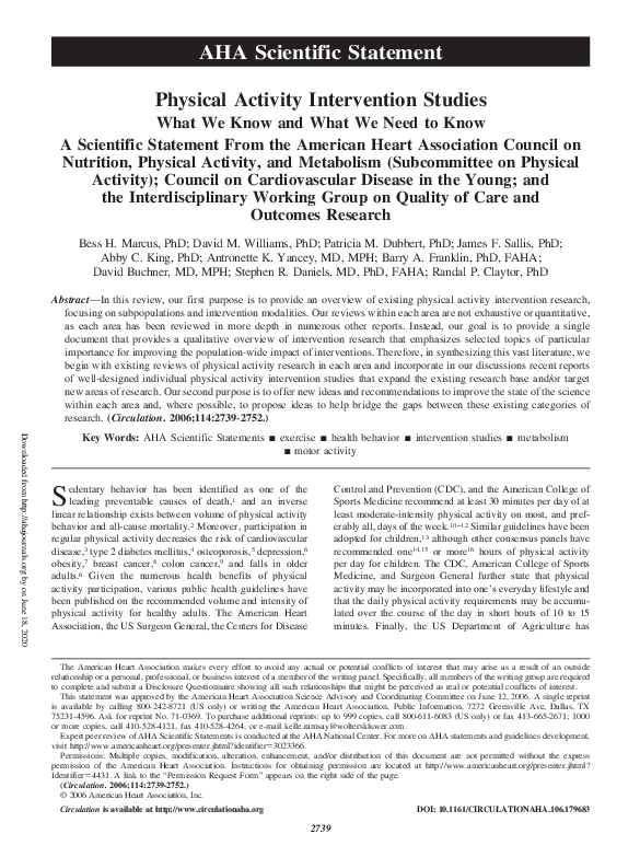 (PDF) Physical Activity Intervention Studies