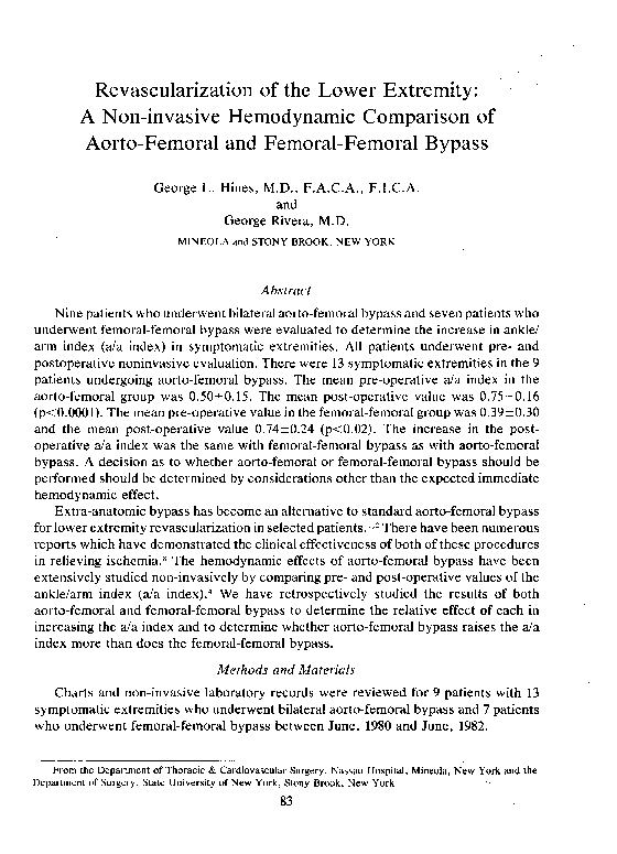 (PDF) Revascularization of the Lower Extremity: A Non-invasive ...