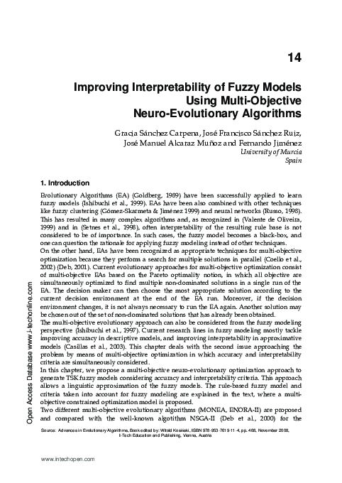 Pdf Improving Interpretability Of Fuzzy Models Using Multi Objective Neuro Evolutionary Algorithms
