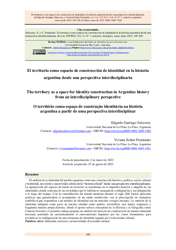(PDF) El territorio como espacio de construcción de identidad en la ...