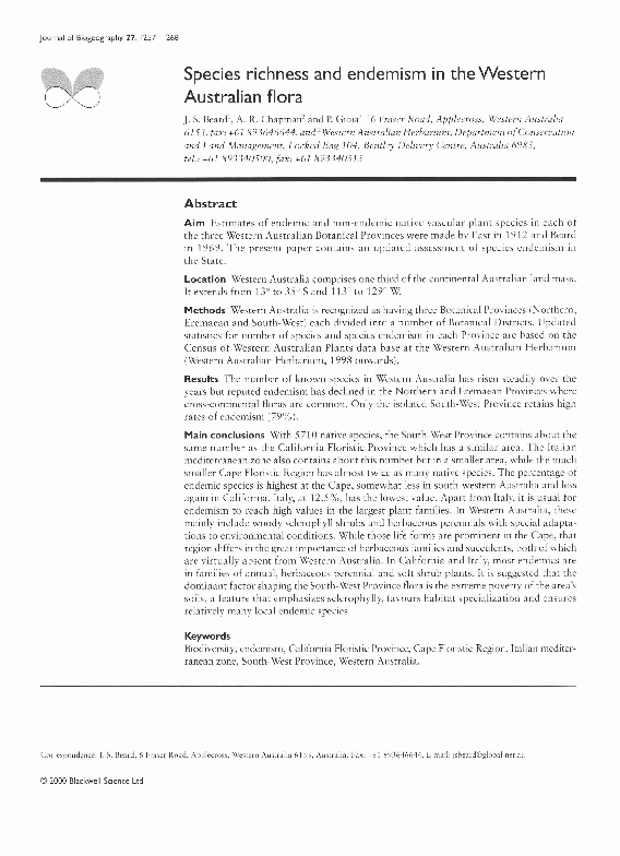(PDF) Species richness and endemism in the Western Australian flora