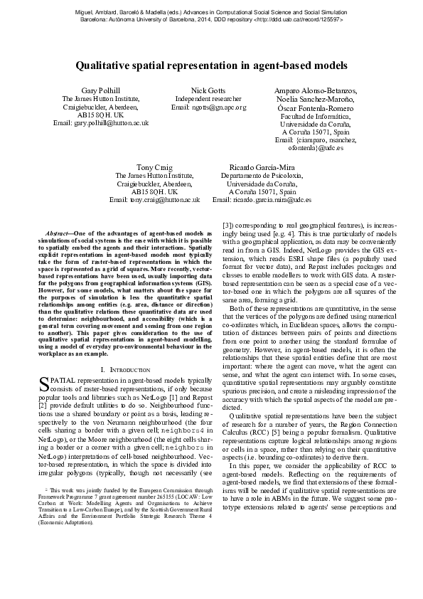 (PDF) Qualitative spatial representation in agent-based models