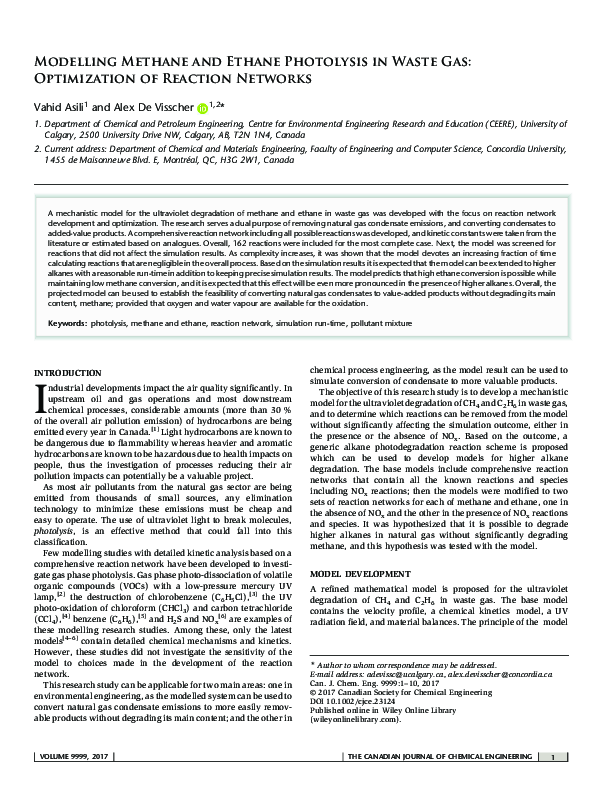 (PDF) Modelling methane and ethane photolysis in waste gas ...