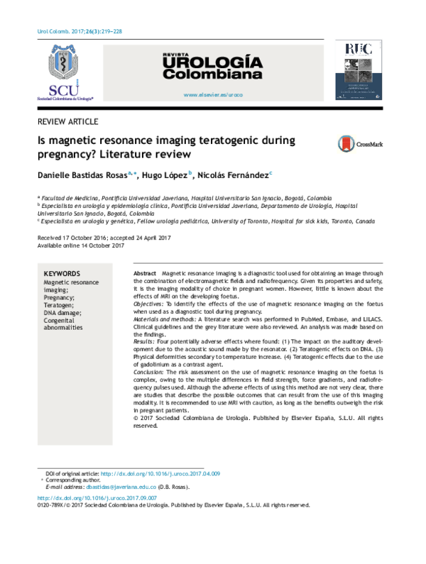 (PDF) Is magnetic resonance imaging teratogenic during pregnancy ...