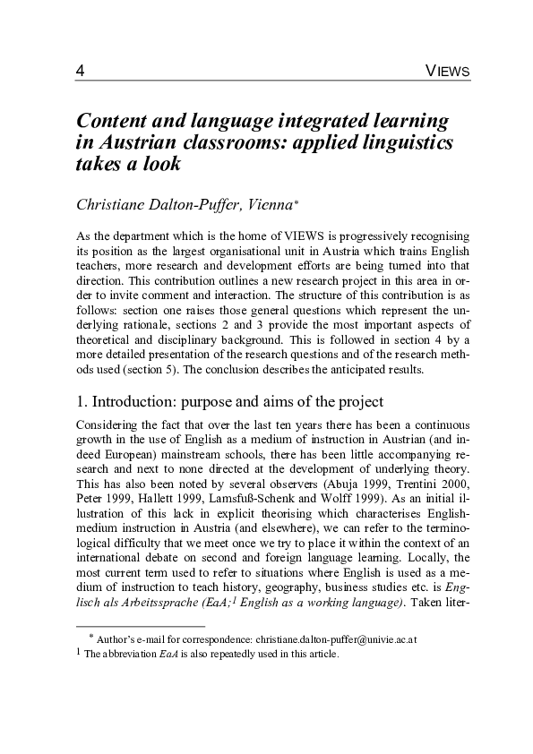 (PDF) Content and language integrated learning