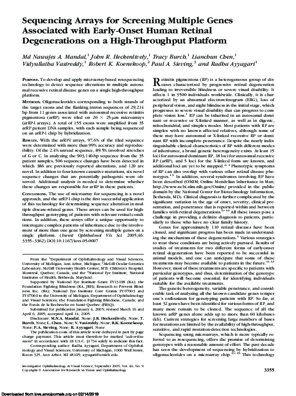 (PDF) Sequencing Arrays for Screening Multiple Genes Associated with ...