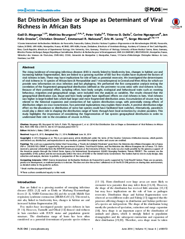 (PDF) Bat Distribution Size or Shape as Determinant of Viral Richness ...