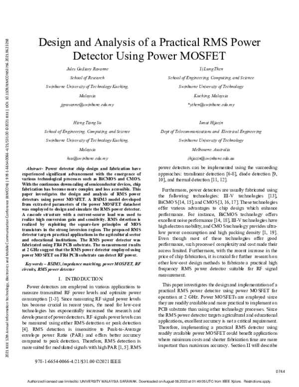 (PDF) Design and Analysis of a Practical RMS Power Detector Using Power ...
