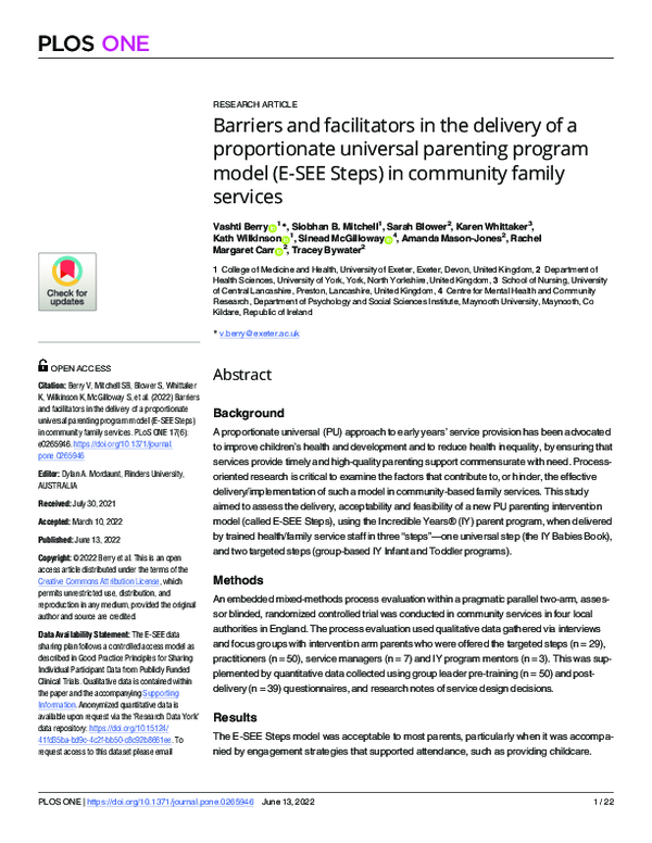 (PDF) Barriers and facilitators in the delivery of a proportionate ...
