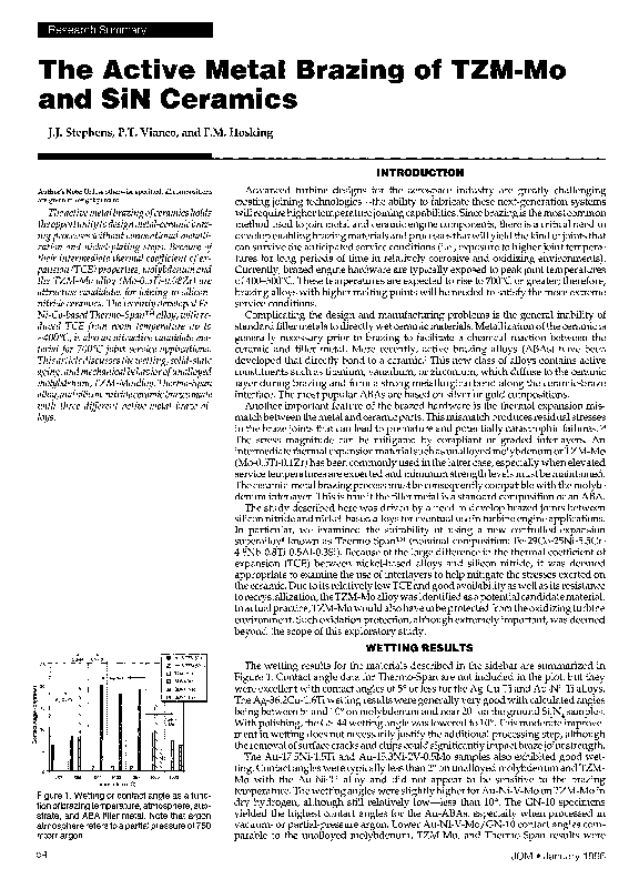 (PDF) The active metal brazing of TZM-Mo and SiN ceramics