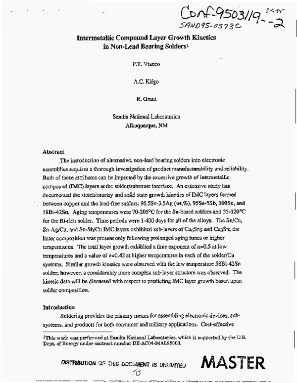 (PDF) Intermetallic compound layer growth kinetics in non-lead bearing ...