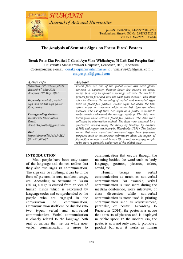 (PDF) The Analysis of Semiotic Signs on Forest Fires’ Posters