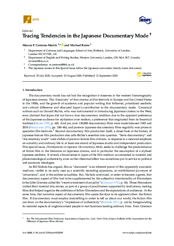 (PDF) Tracing Tendencies in the Japanese Documentary Mode