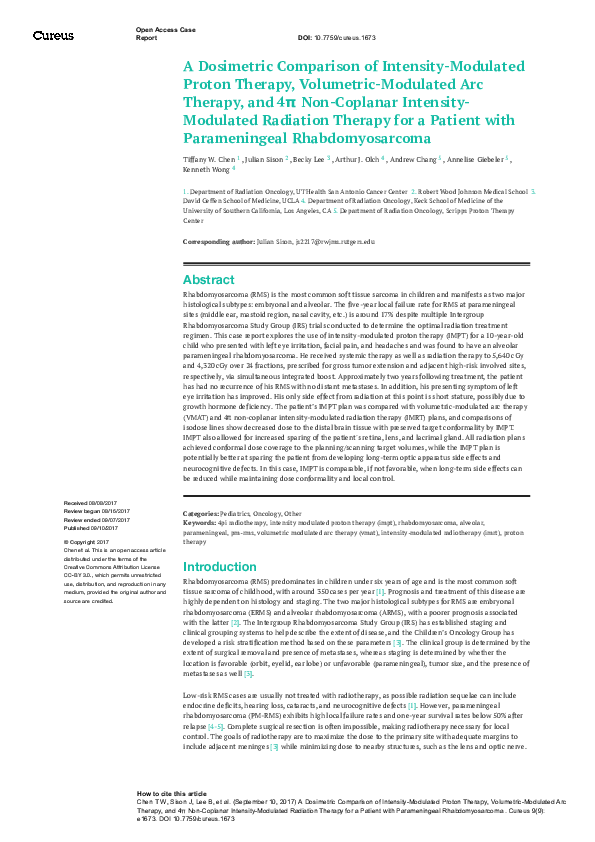 (PDF) A Dosimetric Comparison of Intensity-Modulated Proton Therapy ...