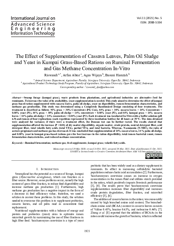 (PDF) The Effect of Supplementation of Cassava Leaves, Palm Oil Sludge ...