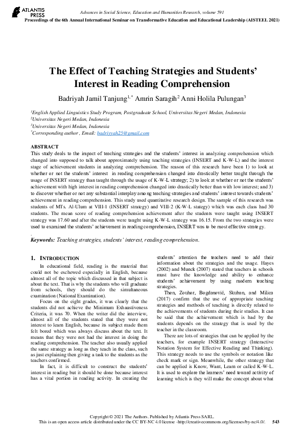 (PDF) The Effect of Teaching Strategies and Students’ Interest in ...