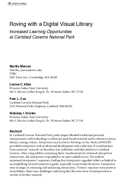 (PDF) Digital Tools Enhance Learning at Carlsbad Caverns