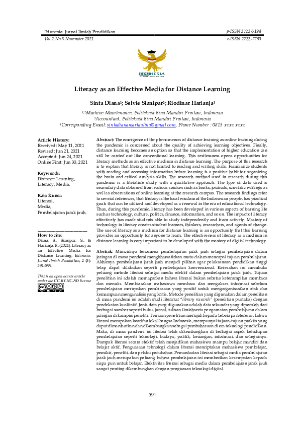 (PDF) Literacy as an Effective Media for Distance Learning