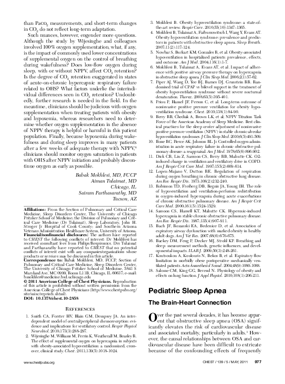 (PDF) Pediatric Sleep Apnea