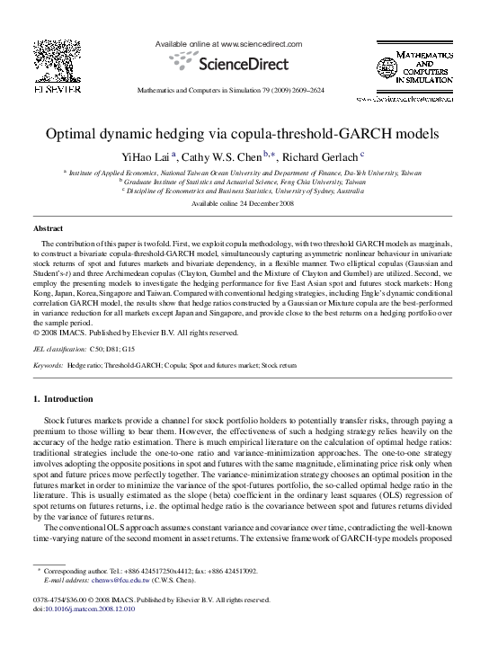 (PDF) Optimal Dynamic Hedging via Copula-Threshold-GARCH Models