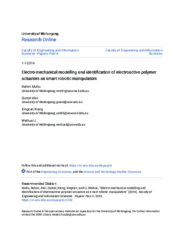 (PDF) Electro-mechanical modelling and identification of electroactive polymer actuators as ...