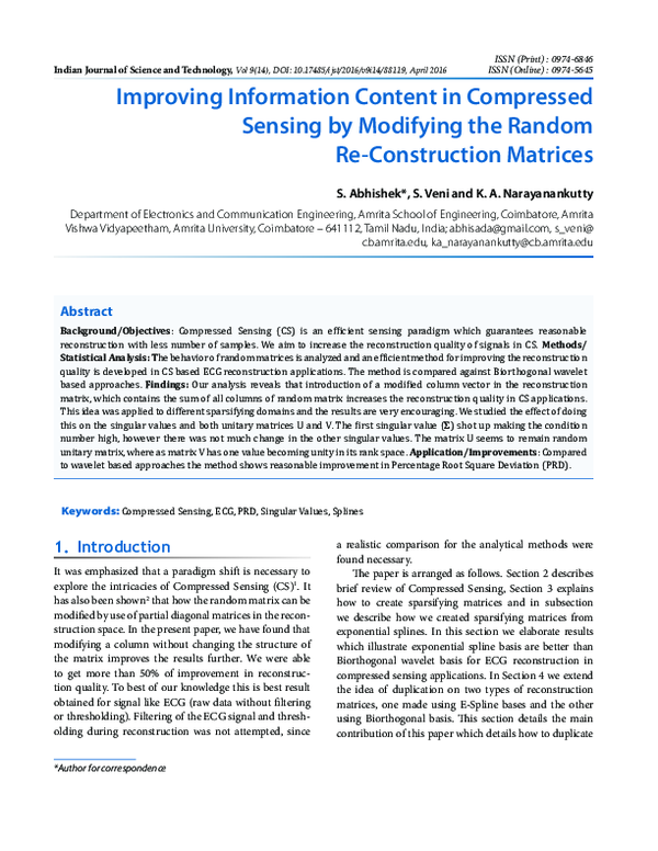 (PDF) Improving Information Content in Compressed Sensing by Modifying the Random Re ...