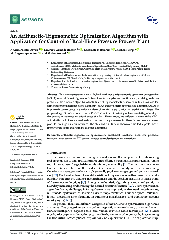 (PDF) An Arithmetic-Trigonometric Optimization Algorithm with Application for Control of Real ...
